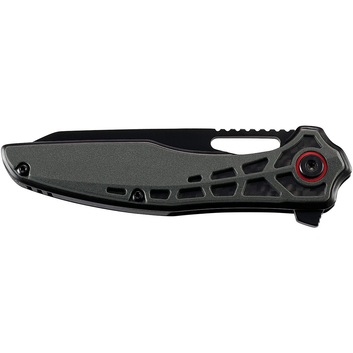 COLUMBIA RIVER KNIFE & TOOL Thero EDC Folding Pocket Knife: Everyday Carry Folder, Plain Edge, Sheepsfoot Blade with Black Oxide Finish, Flipper, Glass Reinforced Nylon and Carbon Fiber Handle 6290