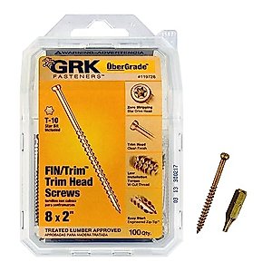 GRK 119728#8 x 2" FIN/TRIM™ FINISHING TRIM HEAD SCREWS 100 Count