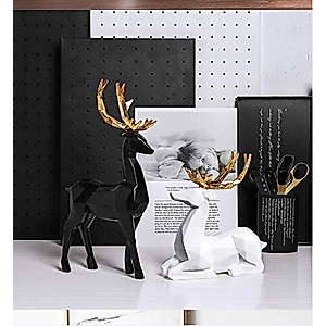OUTASIGHT Nordic Style Origami Elk, Resin Sitting Standing Deer Statues, Reindeer Figurines, Ornaments Living Room TV Cabinet Wine Cabinet Gifts for Home Decoration (One Pair) (White)
