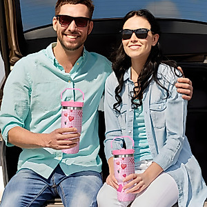 30oz Insulated Flamingo Tumbler with Handle, Featuring a Leak-proof 2-in-1 Lid and Straw, a Vacuum-insulated Travel Coffee Mug, Portable Stainless Steel Water Bottle, Suitable for Both Women and Men