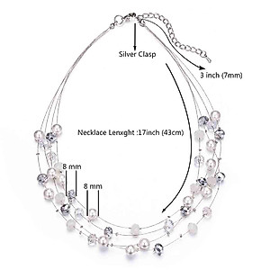 Layered Choker Freshwater Pearl Necklace - Fashion Jewelry Necklace Gifts For Women Mom (15-White)