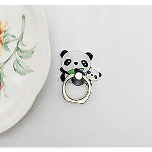 GoldenEL Universal 360 Degree Rotating Finger Ring Stand Holder Kickstand for Cell Phone iPhone or Tablet - Panda (Panda with Baby)
