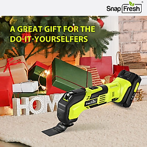 Cordless Oscillating Tool, SnapFresh 20V Battery-Powered Oscillating Multi-Tool with 6 Variable Speed Control and 22pcs Accessories for Trimming,Cutting, and Removing, Battery and Charger included