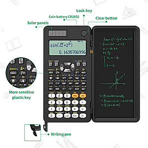 NEWYES Scientific Calculators with Writing Tablet, Upgraded 991MS Solar Energy LCD Science Calculator Notepad with 349 Function, Professional Foldable Calculator for Students, School and College