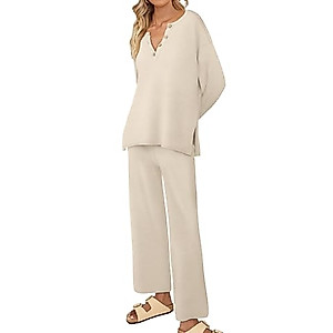 XIEERDUO Womens Loungewear Set,Jogging Suits for Women 2 Piece Outfits Beige XL