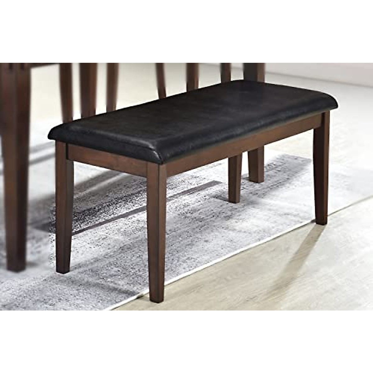 Liveasy Furniture Dining Room Table Set for 6, Kitchen Table with Bench and Chairs Set (Set of 6) Dinette Table with Chairs and Bench (Ladder-Back)