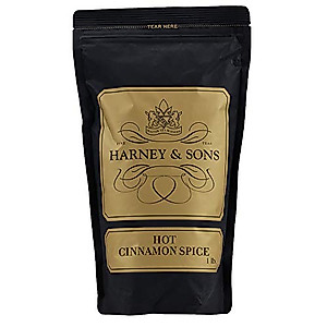 Harney & Sons Hot Cinnamon Spice Black Tea, with Orange Peel, Cinnamon, and Clove, 16 Oz (Pack of 1)