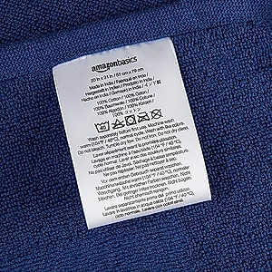 Amazon Basics Banded Bathroom Bath Rug Mat - 20 x 31 Inch, Navy