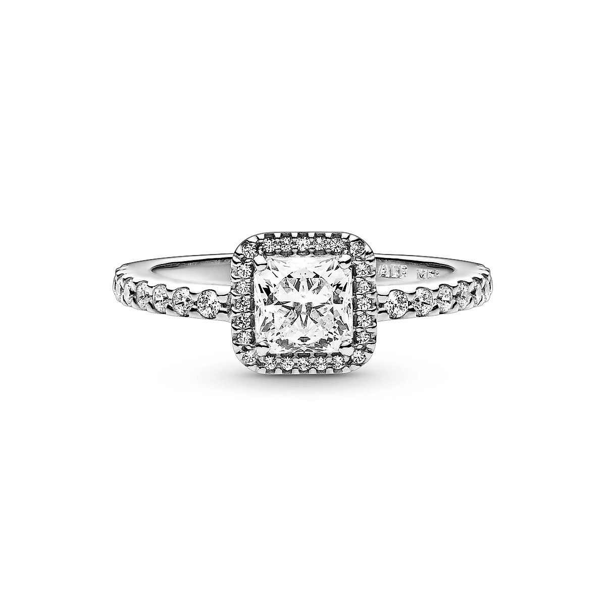PANDORA Square Sparkle Halo Ring - Stunning Sophisticated Ring - Sterling Silver Ring for Women - Layering or Stackable Ring - Sterling Silver with Clear Cubic Zirconia - Size 6
