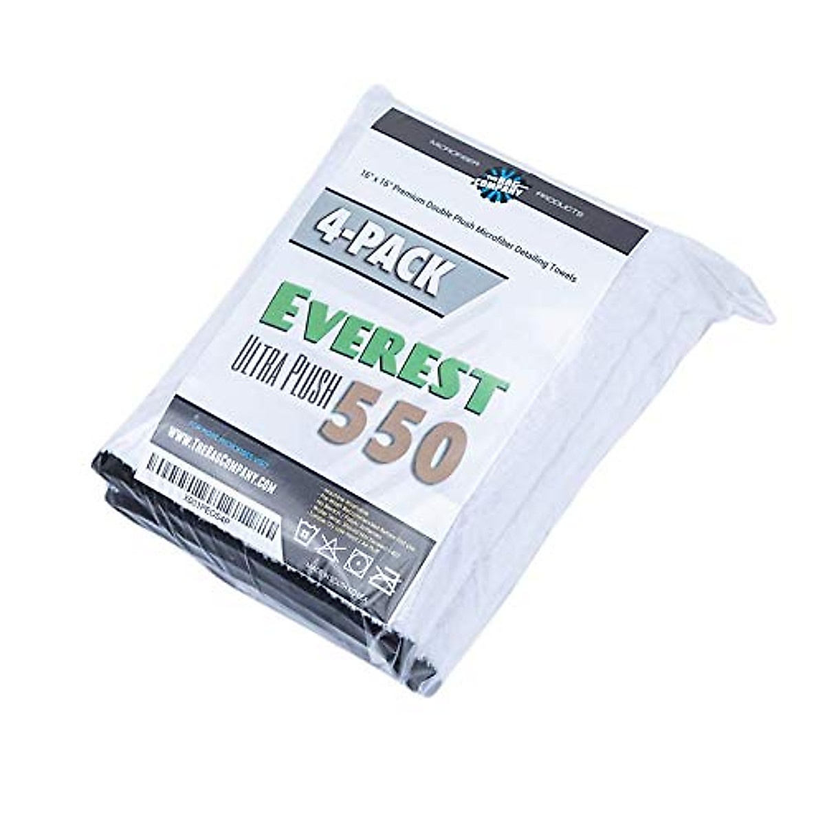 The Rag Company - Everest 550 - Ultra Plush Korean 70/30 Blend, Professional Microfiber Detailing Towels, 550gsm, 16in x 16in, White (4-Pack)