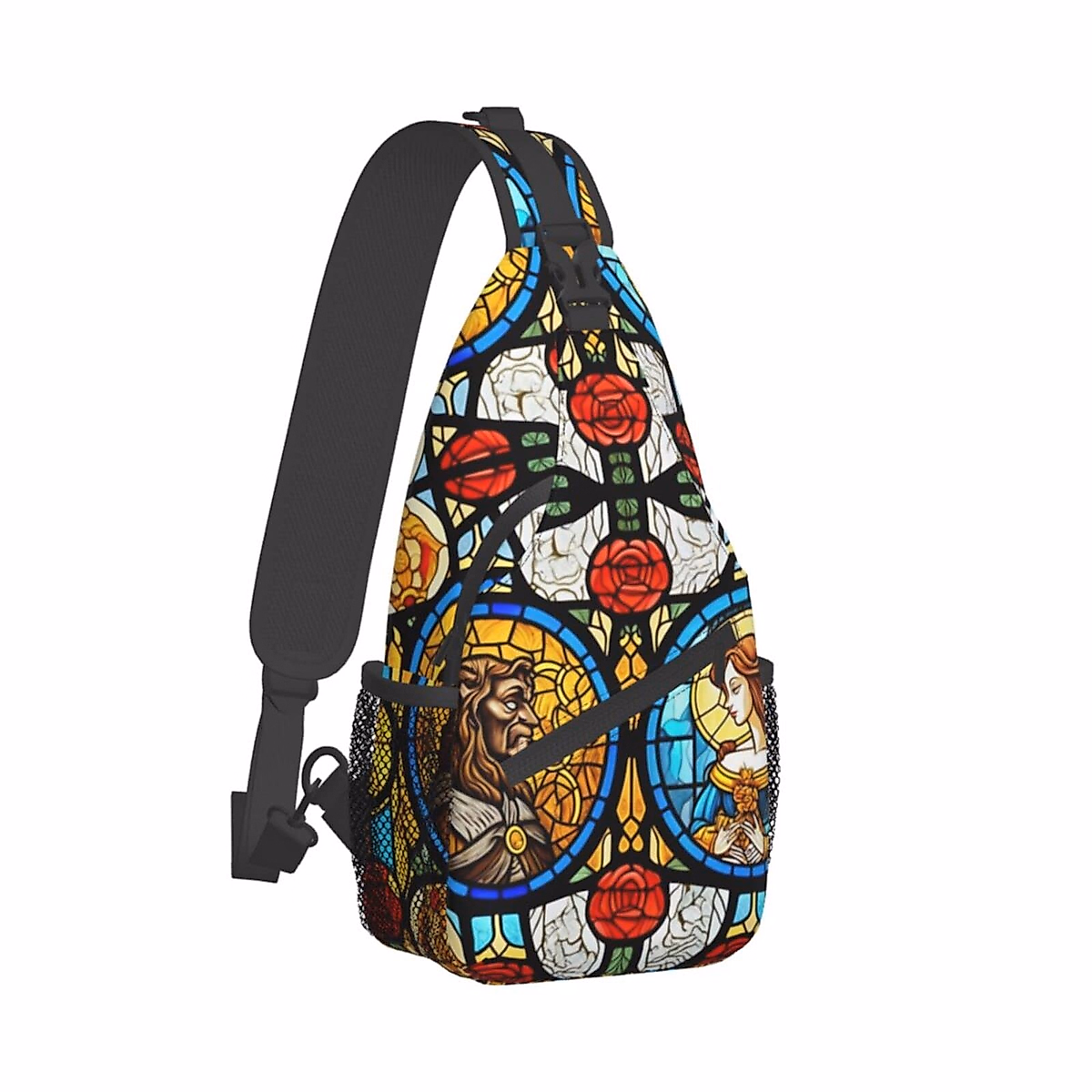 FYCFSLMY Beauty and Beast Fairytale Glass Crossbody Sling Backpack For Women & Men Chest Sling Backpack Casual For Travel Hiking