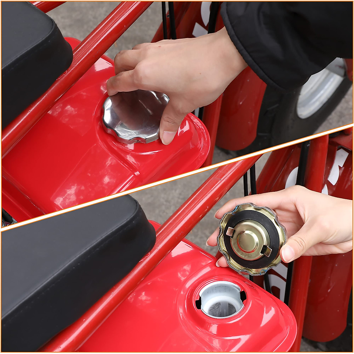 FVRITO Gas Fuel Tank for Hemi Predator 212cc 196cc 5.5hp 6.5hp Coleman CT200U CT200U-EX BT200X RB200 KT196 Massimo Baja Warrior MB200 GX160 GX200 Mini Bike Go Kart Clone Ghost Engine Parts Red