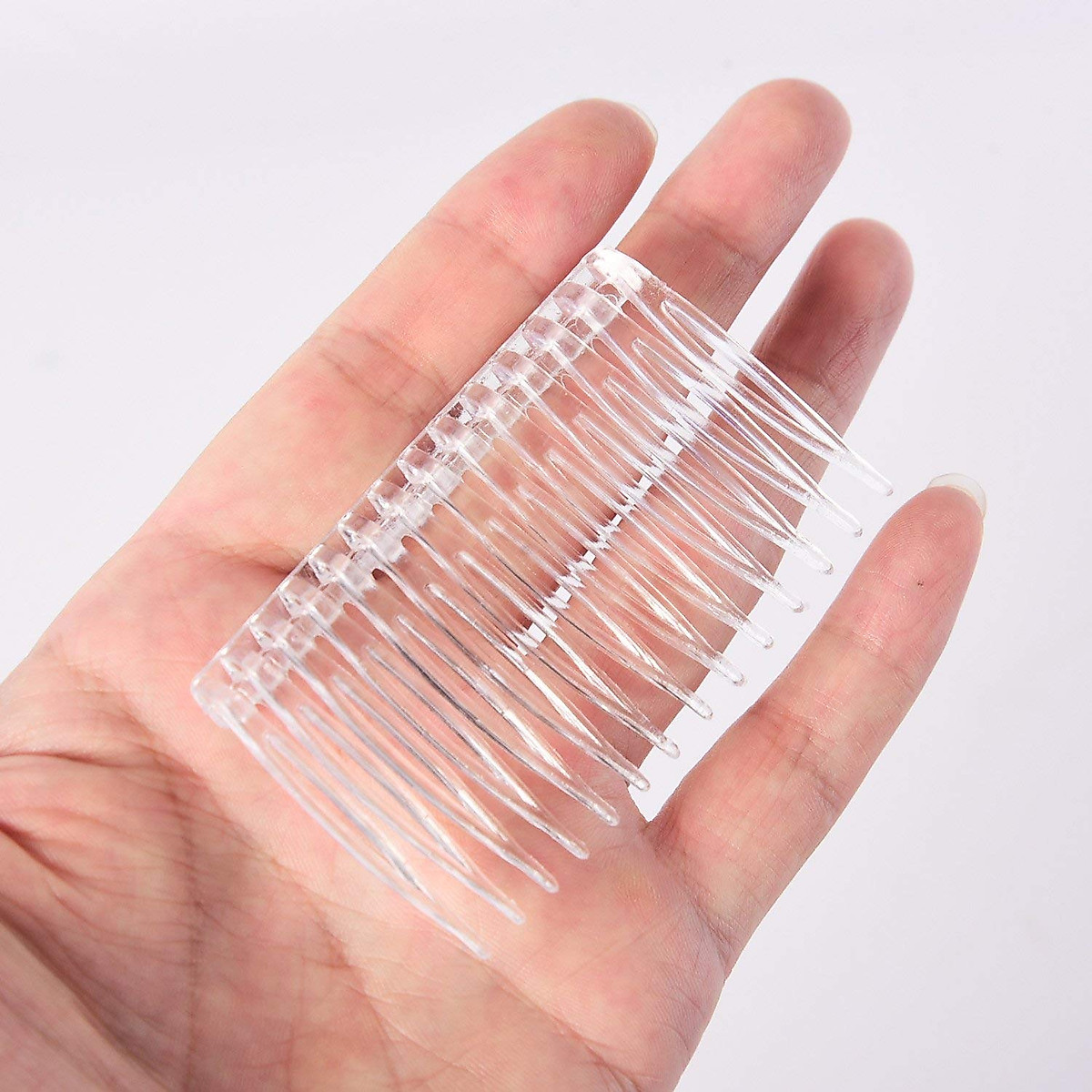Pangda 10 Pieces Clear Hair Combs Women Hair Clip Combs 14 Teeth Plastic Bridal Wedding Veil Combs for Girl Fine Hair Styling Accessories