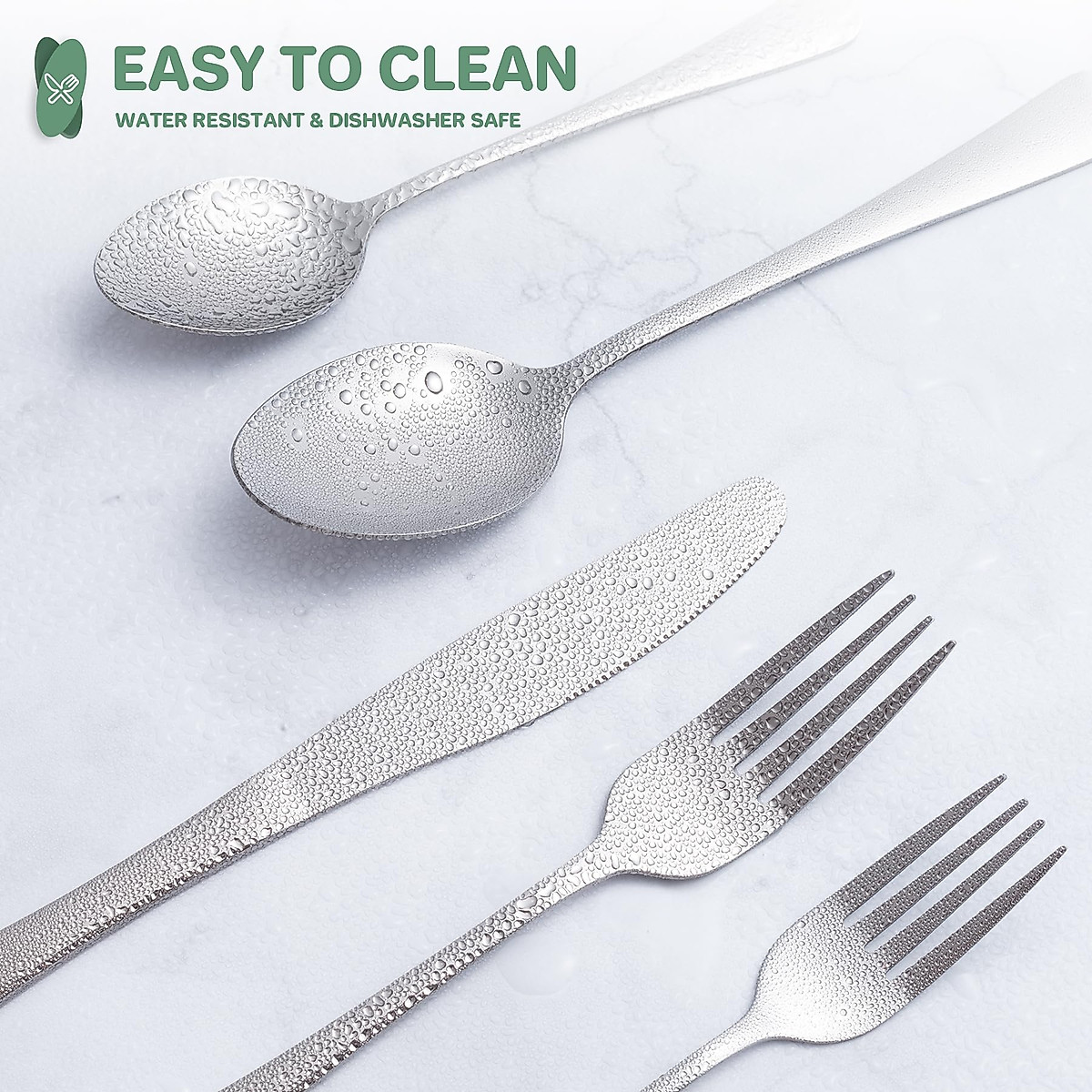 Silverware Set, 20 Piece Elegant Stainless Steel Utensil Set, Mirror Polished Premium Cutlery Set, Silver Dinner Knives Forks and Spoons Tableware Set, Dishwasher Safe