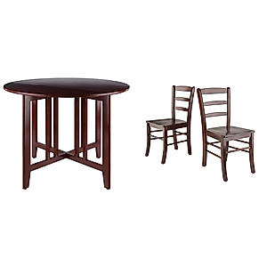 Winsome Wood Benjamin Seating, Walnut & Wood Alamo, Double Drop Leaf, Round Table Mission, Walnut, 42-Inch
