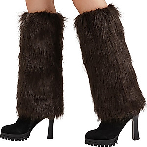 Nanxson Womens Fur Leg Warmer Winter Furry Long Boot Cuffs Cover TTW0034 (Coffee)