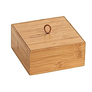 WENKO Terra M 23923100 Bamboo Storage Box with Lid 15 x 7 x 15 cm Brown
