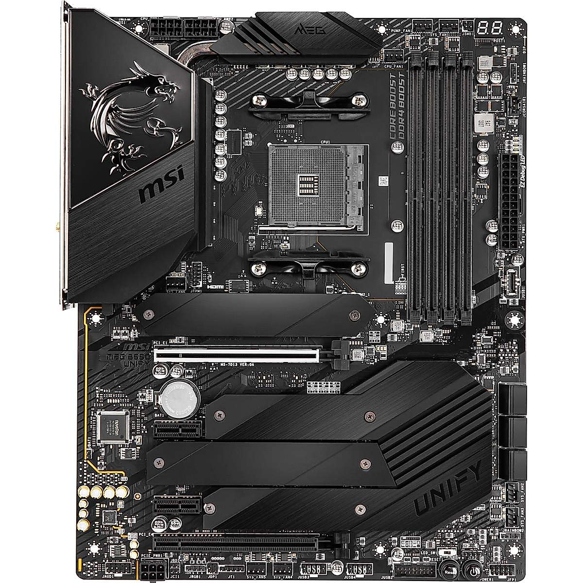 MSI MEG B550 UNIFY Gaming Motherboard (AMD AM4, DDR4, PCIe 4.0, SATA 6Gb/s, Dual M.2, USB 3.2 Gen 2, HDMI, Wi-Fi 6 AX, ATX, AMD Ryzen 5000 Series Processors)