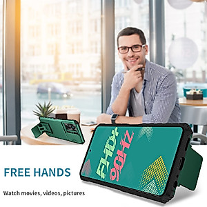 TARGI Slide Lens Phone Holder Back Phone Case for Infinix Hot 11s NFC Luxury Cover Hybrid Hard Panel Funda for Infinix Hot 9 10s 10 Play 11 s 12 10t Smart 4 5 6 Shell (Dark Green,infinix hot 9 Play)