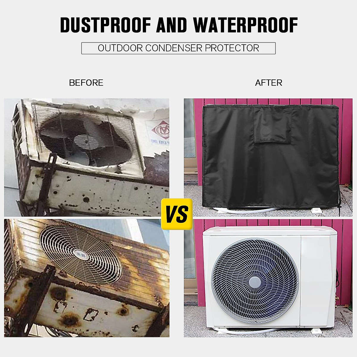 Mini Split Air Conditioner Cover for Outdoor Condenser 35.8 x 14.1 x 27.1 inches Split AC Cover for Outside Units Dust-Proof Waterproof Split Air-Conditioning Unit Protection Cover Winter Anti-Snow