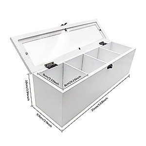 Tea Bag Organizer,Tea Organizer for Tea Bags Wood White 4 Compartment Tea Box Tea Bag Holder With Transparent Plexiglas Window For Tea Bags, Coffee Bags, Storage Tea Box For Tea Bags Organizer