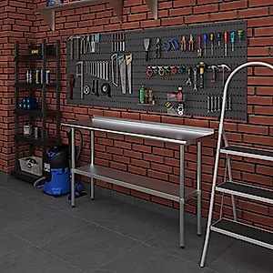 AmGood 18" X 60" Stainless Steel Work Table with 1.5" Backsplash | Metal Kitchen Food Prep Table | NSF