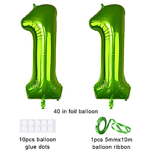 Xihuimay Number 11 Balloons 40 inch Digital Balloon Alphabet 11 Birthday Balloons Digit 11 Helium Balloons Big Balloons for Birthday Party Supplies Wedding Bachelorette Bridal Shower, Green Number 11