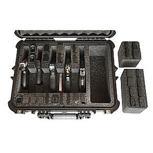 Case Club 5 Pistol & (up to) 30 Magazine Case with Accessory Pocket and Emergency Light - Pre-Cut, Heavy Duty, Waterproof, with Silica Gel for Gun Rust Prevention (Upgraded Gen-2)