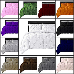 White House Linen Luxury Pinch Pleated/Pintuck 100% Egyptian Cotton 800 TC Decorative 3-Piece Duvet Cover Set Zipper Closer Twin XL Beige Solid