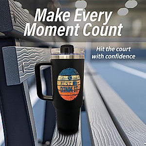 ReLIVE Pickleball Insulated 40oz Stainless Steel Tumbler Cup with Lid, Straw, and Handle, Drink, Tea, and Coffee Travel Mug - Black