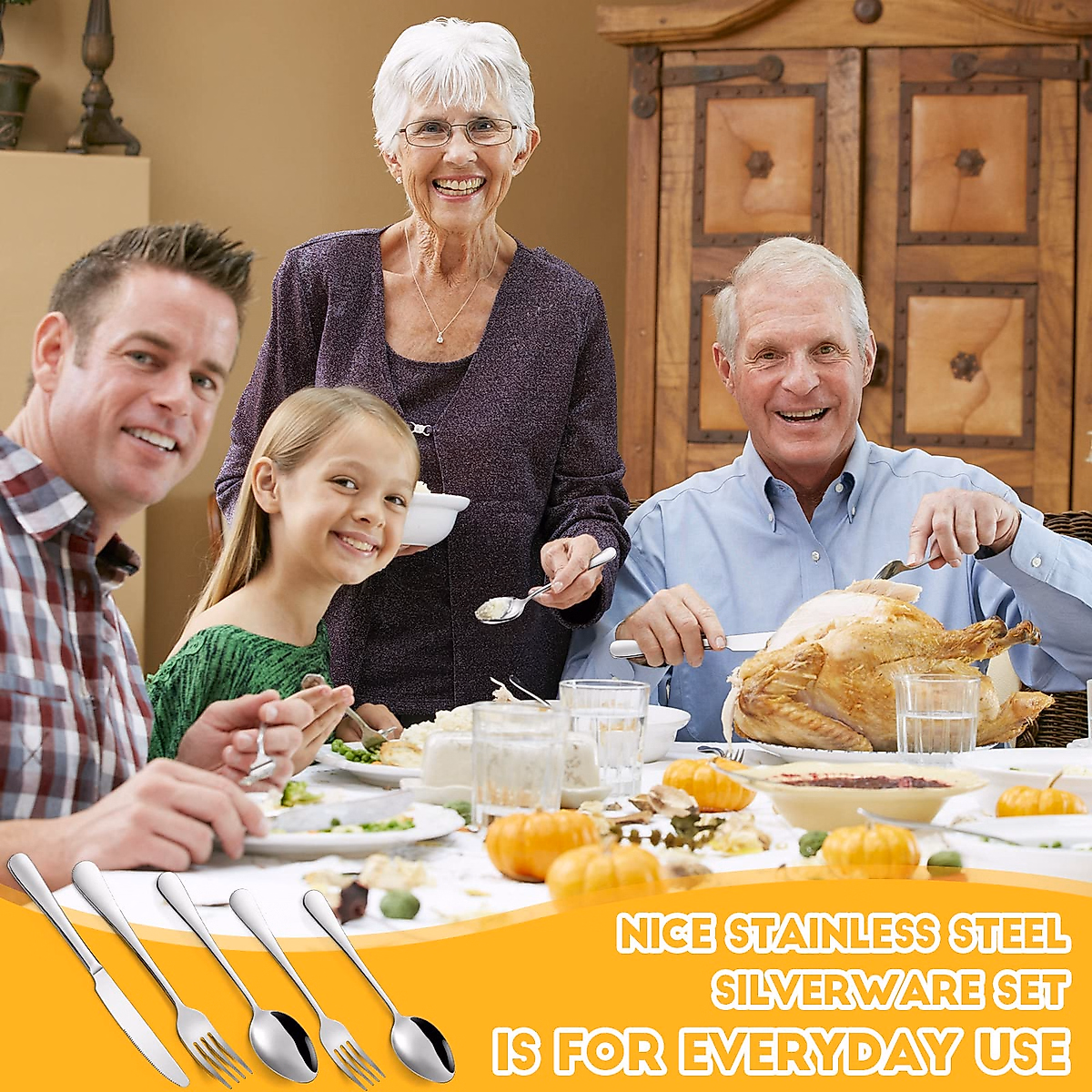 100 Pieces Silverware Set Stainless Steel Flatware Set for 20 Silver Flatware Sets Include Fork Knife Spoon Set, Mirror Finished, Dishwasher Safe