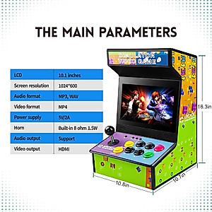 Handheld Arcade Game Console -10 Inch Mini Arcade Machine Cabinet - Classics Mini Video Player -Retro Games Included -Tabletop and Bartop Support for TV Output, Birthday Present Gift for Kids