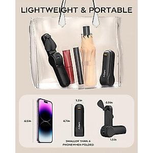 FrSara Portable Handheld Fan Rechargeable, USB Rechargeable Small Pocket Fan, 2000mAh Battery With Power Bank, Upgraded Long Battery Life, Three-Speed, Suitable for Women Outdoors and Travel