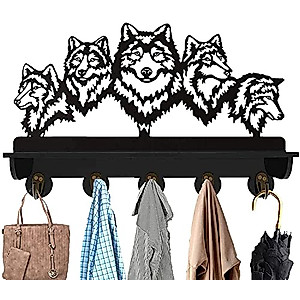 Wildlife Wolf Decorative Wall Hanger Wolf Family Clothes Wall Hooks Coat Rack Keys Holder Organizer Hook