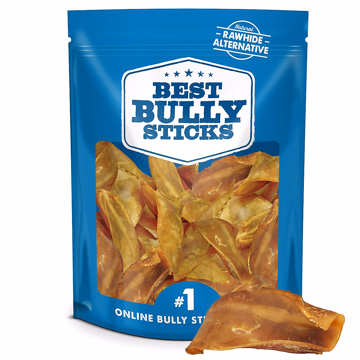 Best Bully Sticks All Natural USA Baked & Packed Half Pig Ears for Dogs - Single Ingredient Easily digestible 100% Pork Dog Chew Treats - Great for Puppies, Small, Medium, and Large Dogs - 25 Pack