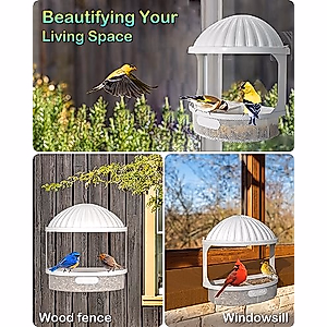 Ermete Durable Metal Bird Window Feeder with Seed Tray and Strong Suction Cups - Window Bird Watching Gift, White