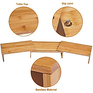 Dual Monitor Stand Riser,3 Shelf Screen Stand with Adjustable Length and Angle,Desktop Stand Storage Organizer for Laptop Computer, TV, PC, Printer, Multi Media Speaker-Bamboo Burlywood by HUVIBE