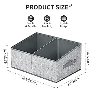 DIMJ Trapezoid Storage Bins for clothes - 6 Packs Closet Organizers and Storage Baskets, Foldable Closet Baskets with Handles and Divider, Closet Storage Bin Toybox for Shelves Living Room Bedroom
