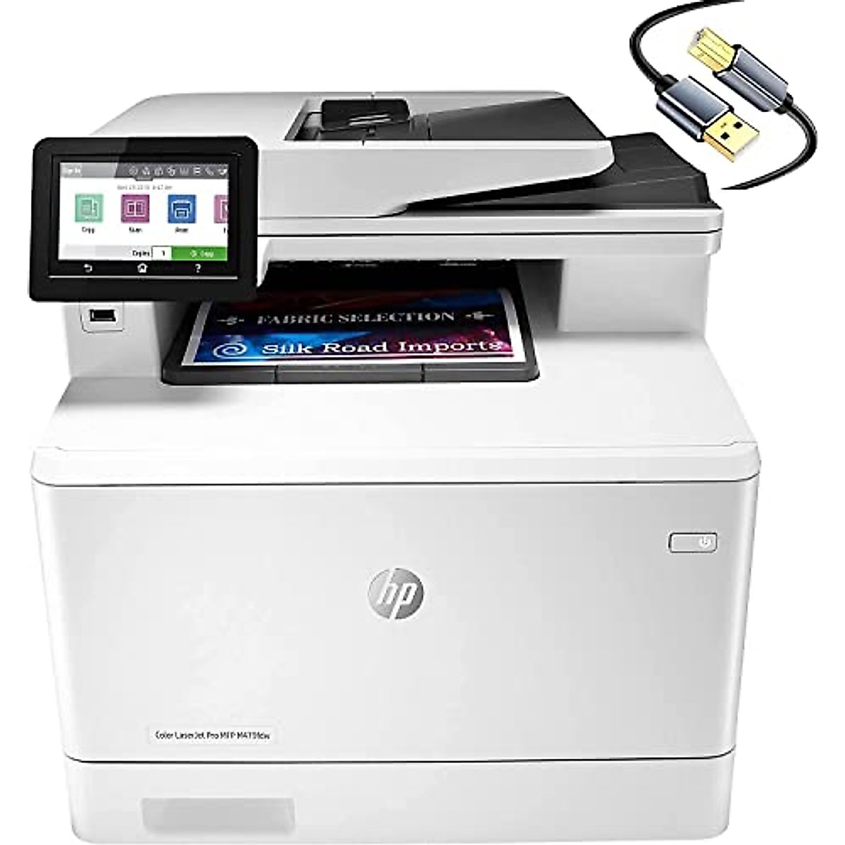 HP Color Laserjet Pro Multifunction M479fdw Wireless Laser Printer- Print Scan Copy Fax - 28 ppm, 600 x 600 dpi, 8.5 x 14, 50-Page ADF, Ethernet, Auto Duplex Printing, Cbmou Printer＿Cable