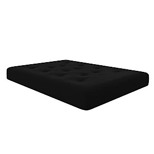 REALROOMS Cozey 8-Inch Spring Coil Futon Mattress, Microfiber, Full, True Black