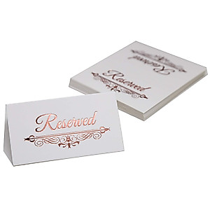 Reserved Table Signs Cards Rose Gold Foil, 20-Pack Table Tent, VIP Place Card, Double Sides Reserved Rose