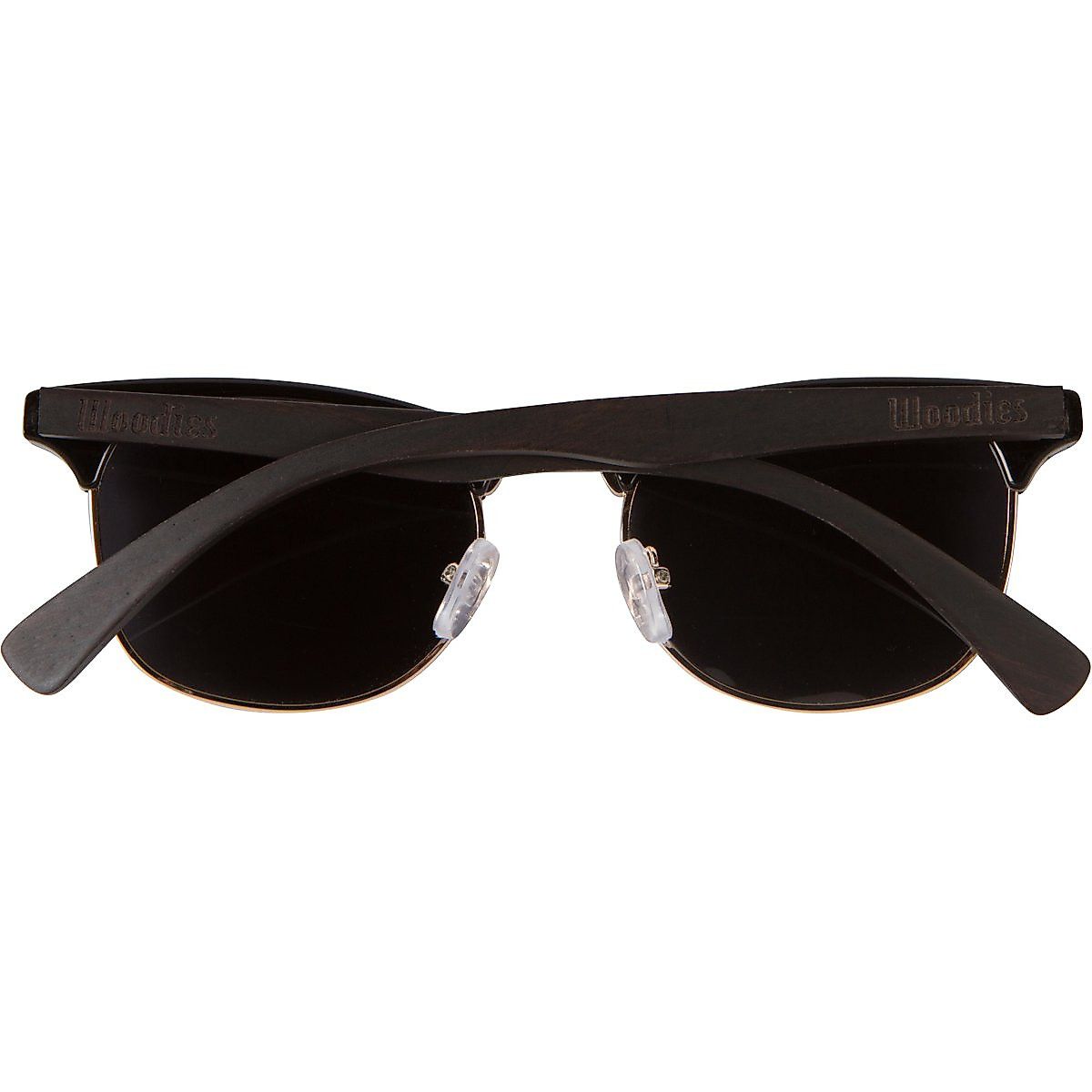 Woodies Wood Semi Rimless Sunglasses Polarized Black Lenses for Men & Women - Beach Ebony Wooden Frame - 100% UVA UVB Ray Protection