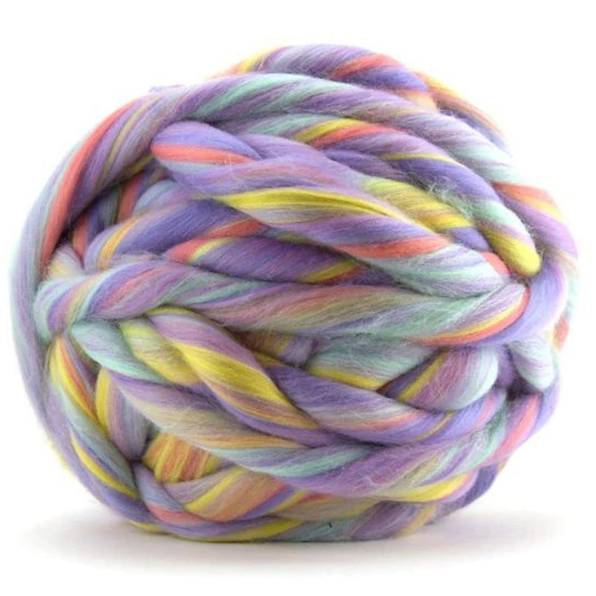 Revolution Fibers Multicolored Merino Wool Top, Cotton Candy Blend | 8 oz Luxuriously Soft 22 Mircon Blend | Ready to Spin, Blend, Weave, Knit, or Felt