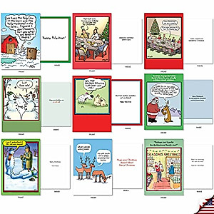 NobleWorks - Variety Pack of 36 Funny Assorted Christmas, New Year Cards Box Set, Mixed Occasions w/Envelopes Holiday for Men, Women (36 Designs, 1 Each) - Favorite Holiday Toons AC6736XXG-B1x36