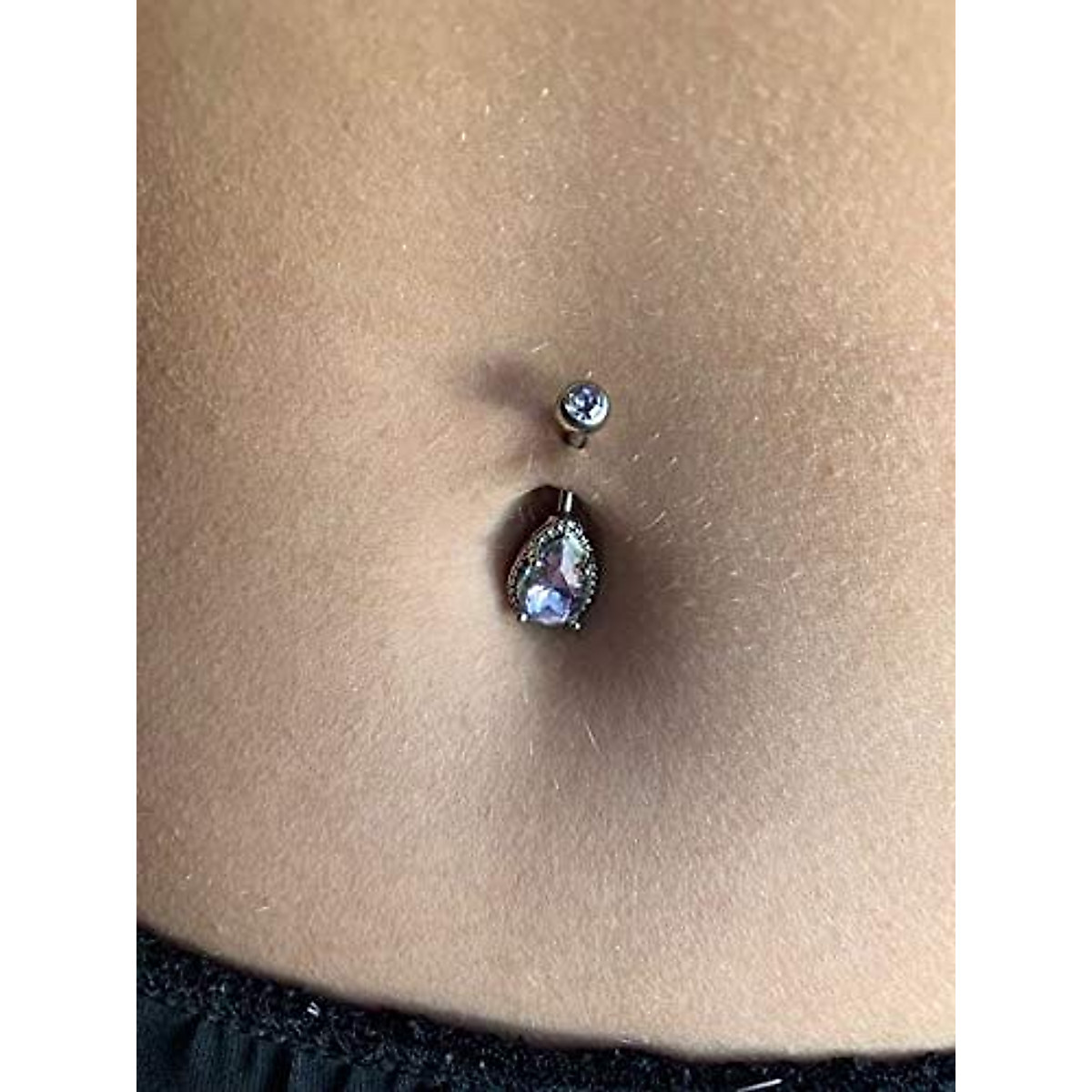 OUFER 14G Surgical Steer Belly Button Rings Tear Drop CZ Gem Navel Rings Belly Jewelry