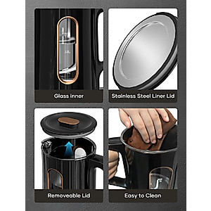 INTASTING Electric Kettle, Double Wall Glass Inner, Hot Water Boiler Heater Pot, 1.5-Liter, 1200 Watts for Fast Boiling, 53oz BPA Free, Glossy Black