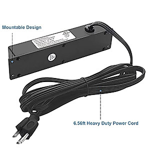 Wall Mount Power Strip with 4 Outlet, Mountable Power Strip with 2 USB Ports, 4-Port Under Desk Mount Connect with 6FT Power Cord, for Workbench, Nightstand, Dresser, Table.