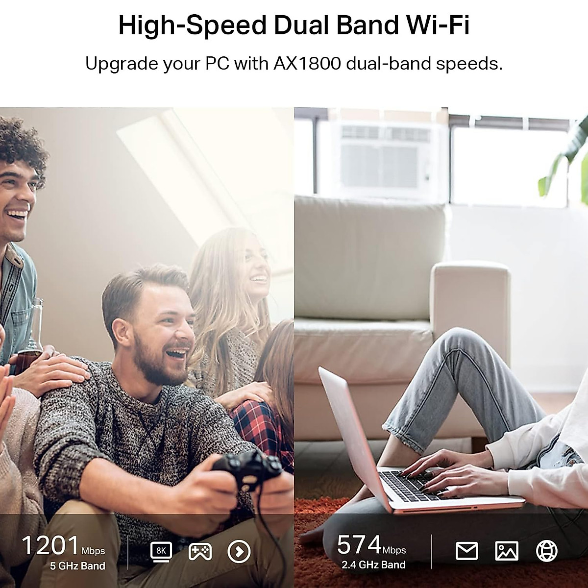 DBIT AX1800 WiFi 6 USB Adapter for Desktop PC (D1-X18) Long Range Wireless Network Adapter USB WiFi Dongle with USB3.0, 5GHz/1201Mbps + 2.4GHz/574Mbps, MU-MIMO, OFDMA, Supports Windows 11/10