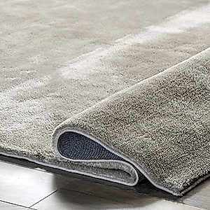 nuLOOM Loni Solid Machine Washable Shag Area Rug, 4' x 6', Beige