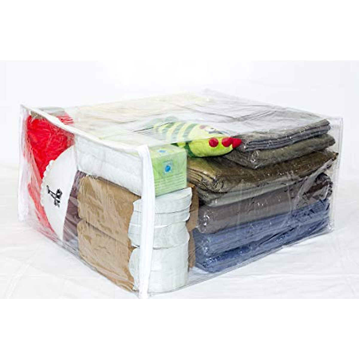 Clear Vinyl Zippered Sweater Storage Bags 17 x 20 x 10 Inch 5-Pack